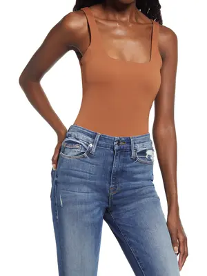 Good American Sculpting Modern Tank Bodysuit Rust001