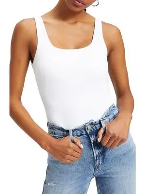 Good American Sculpting Modern Tank Bodysuit - White001