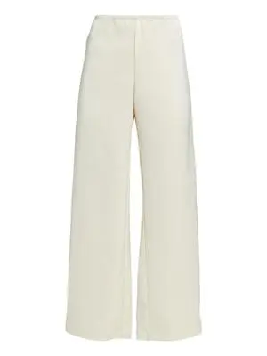 LESET Barb Satin Wide-leg Pants Creme