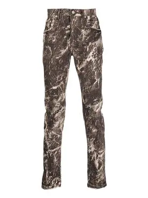 PURPLE BRAND Marble-print Skinny Jeans - Brown