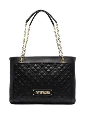 Moschino Logo-lettering Quilted Tote Bag - Black