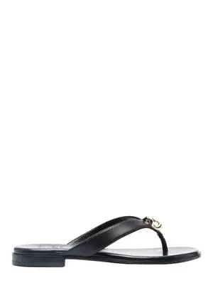Givenchy Leather Logo Plaque Flat Sandals - Black