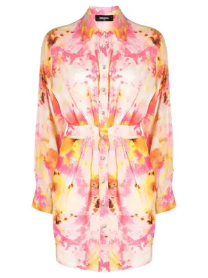 Dsquared2 Tie-dye Print Shirt Dress - Pink
