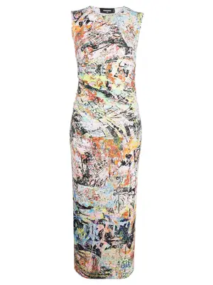 Dsquared2 Abstract-print Midi Dress - White
