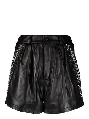 Philipp Plein Crystal-embellished Leather Shorts - Black
