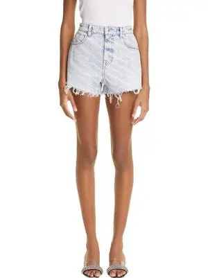 Alexander Wang Bite Logo Denim Shorts - Pebble Bleach