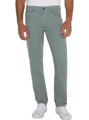LIVERPOOL Kingston Modern Straight Leg Twill Pants Eucalyptus