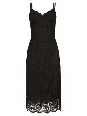 Dolce & Gabbana Scallop-hem Lace Midi Dress - Black