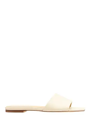 AeydĒ 10mm Anna Leather Slide Flats Ivory