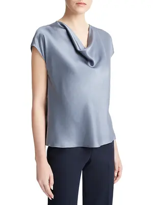 Vince Vince Cowl Neck Blouse Iris Water