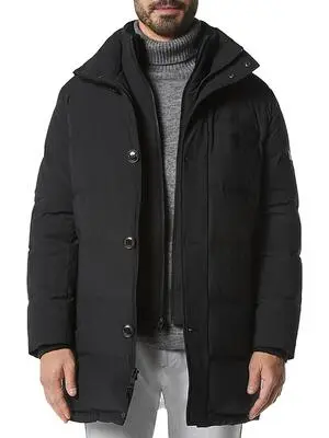 Andrew Marc Shelton Regular Fit Quilted Down Parka With Shearling Trim - Black