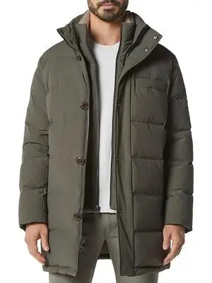 Andrew Marc Shelton Regular Fit Quilted Down Parka With Shearling Trim - Slate