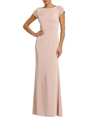 Mac Duggal Embellished Sleeve Gown - Rose