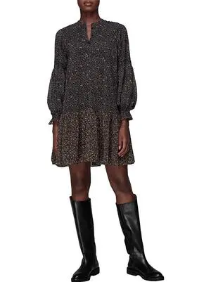 Whistles Riley Degrade Leaves Dress - Black/multi