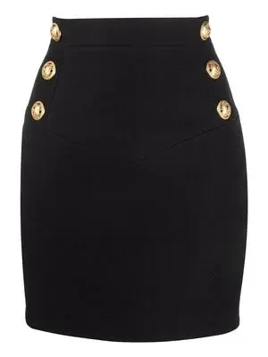 Balmain Button-detail High-waisted Skirt - Black