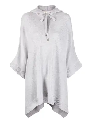 Michael Kors Fine-knit Hooded Cape - Grey