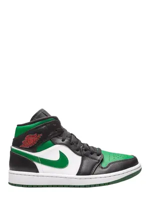 JORDAN Air 1 Mid Green Toe Sneakers - Black