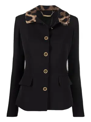Philipp Plein Leopard Collar Cady Jacket - Black