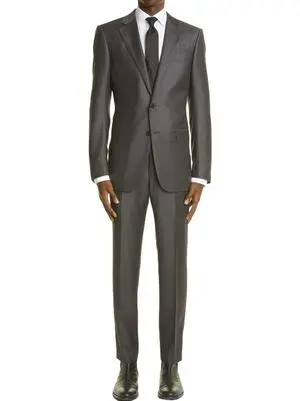 Zegna Classic Fit Grey Wool Suit - Dark Grey