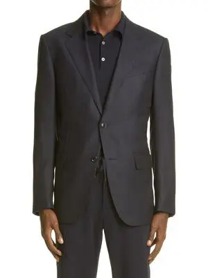 Zegna ZEGNA Regular Fit Stretch Wool & Silk Sport Coat Navy