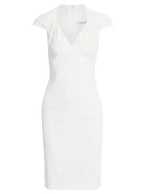 Badgley Mischka Pleated Stretch-crepe Dress - Ivory