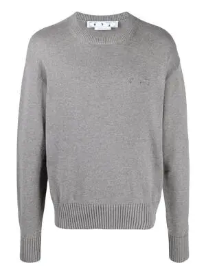 Off-White Logo Embroidered Knitted Jumper - Grey