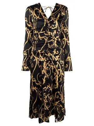GANNI Baroque-print Dress - Black