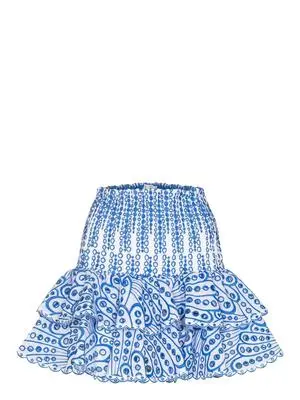 Charo Ruiz Ibiza Embroidered Ruffled Mini Skirt - White