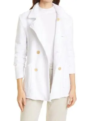 Frank & Eileen Raw Edge French Terry Pea Coat - White