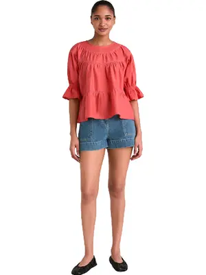 Merlette Merlette Sol Crochet-Trimmed Top Geranium