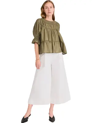 Merlette Merlette Sol Crochet-Trimmed Top Khaki