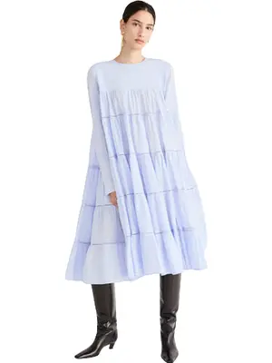 Merlette Merlette Essaouira Tiered Midi Dress Chambray