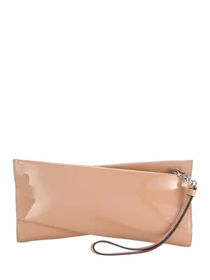 CHRISTIAN LOUBOUTIN Christian Louboutin Loubitwist Patent Leather Clutch Nude