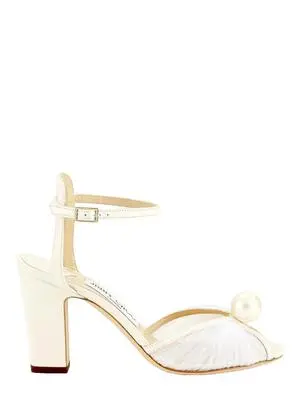 JIMMY CHOO Sacaria 85mm Tulle Sandals - Ivory