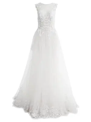 Tadashi Shoji Floral-embroidered A-line Gown - Ivory