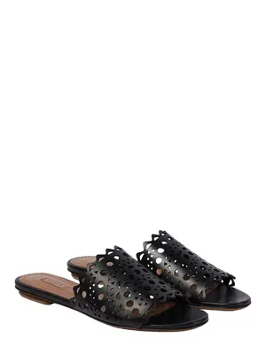 Alaïa Leather Sandals - Black