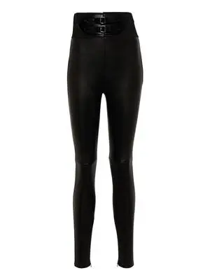 Alaïa Belted High-rise Leather Leggings - Black