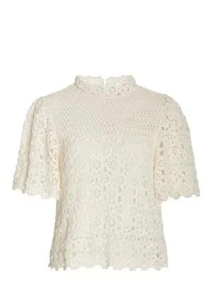 CAROLINA HERRERA Crochet Silk Top