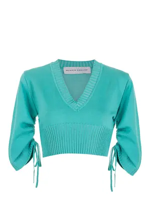 GLORIA COELHO Cropped Tricot Top - Blue