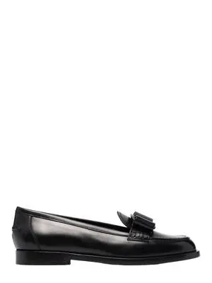 FERRAGAMO Vivaldo Leather Ballerina Shoes - Black
