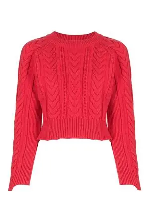 Alexander McQueen Cable Knit Crew Neck Jumper - Red