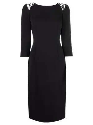 Alberta Ferretti Crepe Cut-out Detail Dress - Black