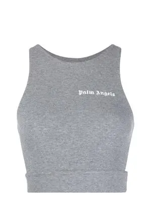 Palm Angels Logo-print Ribbed Sports Bra - Grey