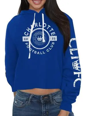The Original Retro Brand Charlotte Fc Crop Pullover Hoodie - Royal