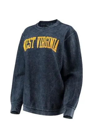 PRESSBOX West Virginia Mountaineers Vintage Wash Cord Pullover Sweatshirt - Navy