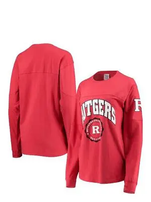 PRESSBOX Rutgers Knights Edith Long Sleeve T-shirt - Scarlet