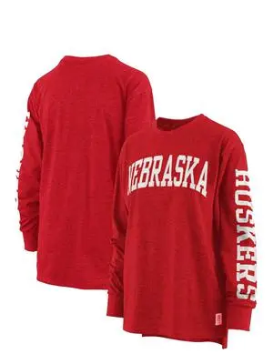 PRESSBOX Nebraska Huskers Two-hit Canyon Long Sleeve T-shirt - Scarlet