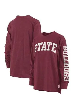 PRESSBOX Mississippi State Bulldogs Two-hit Canyon Long Sleeve T-shirt - Maroon
