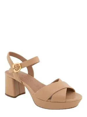 Aerosoles Cosmos Platform Sandals - Beige Bisque Leather