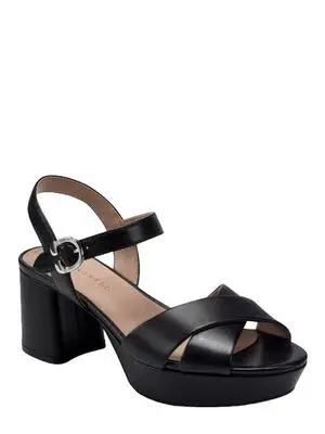 Aerosoles Cosmos Platform Sandals - Black Leather